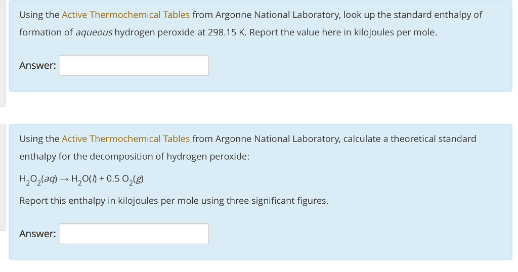 Using the Active Thermochemical Tables from Argonne | Chegg.com