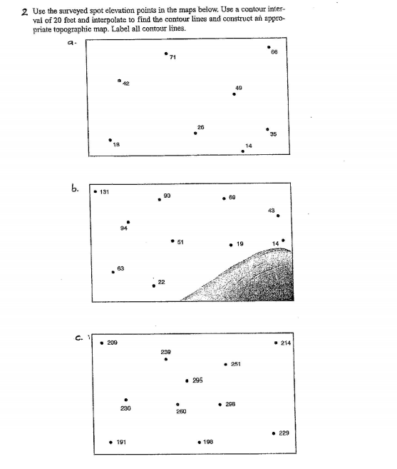 Solved 2 Use the surveyed spot elevation points in the map | Chegg.com