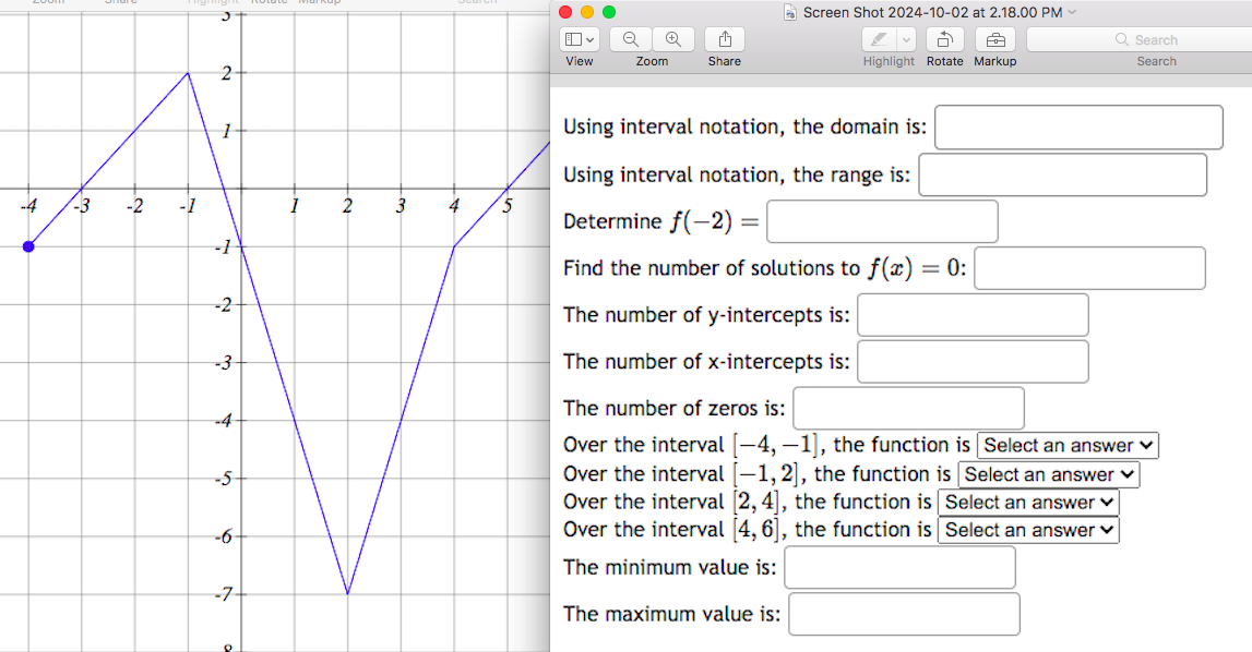 Using interval notation, the domain is:Using interval | Chegg.com