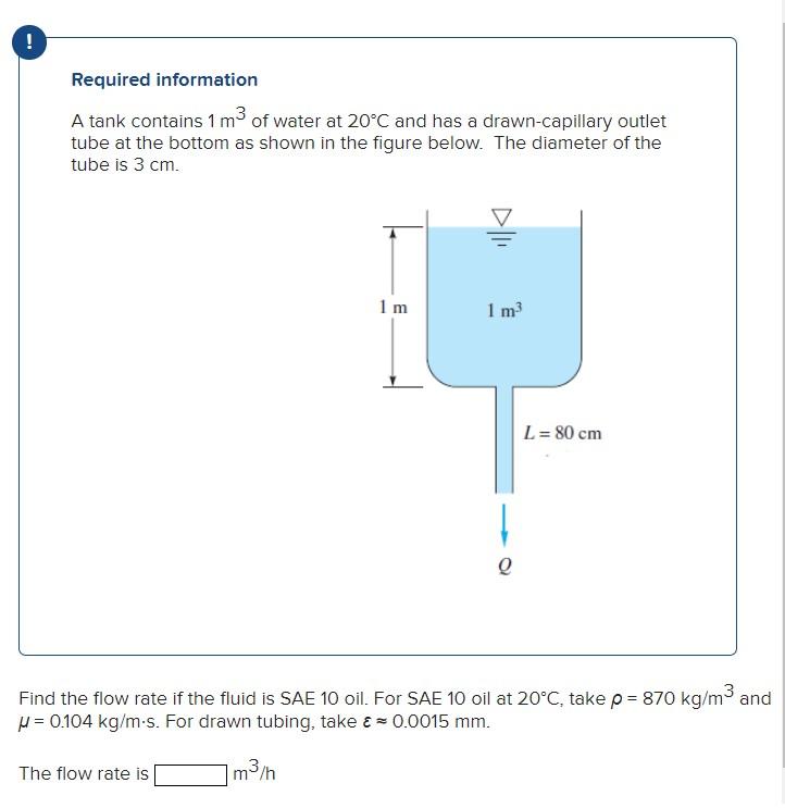 Solved Required information A tank contains 1 m3 of water at | Chegg.com