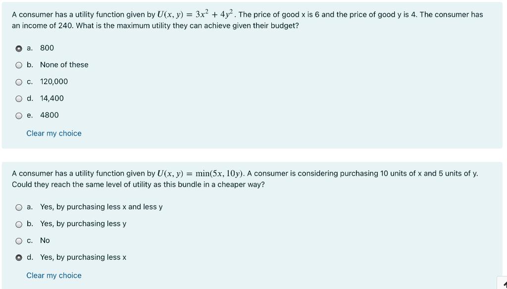 Solved A consumer has a utility function given by U(x, y) = | Chegg.com