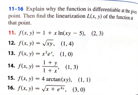 Solved 11-16 Explain why the function is differentiable at | Chegg.com