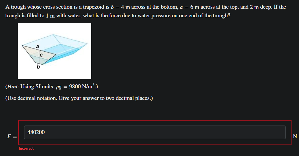 Solved A trough whose cross section is a trapezoid is b=4 m | Chegg.com
