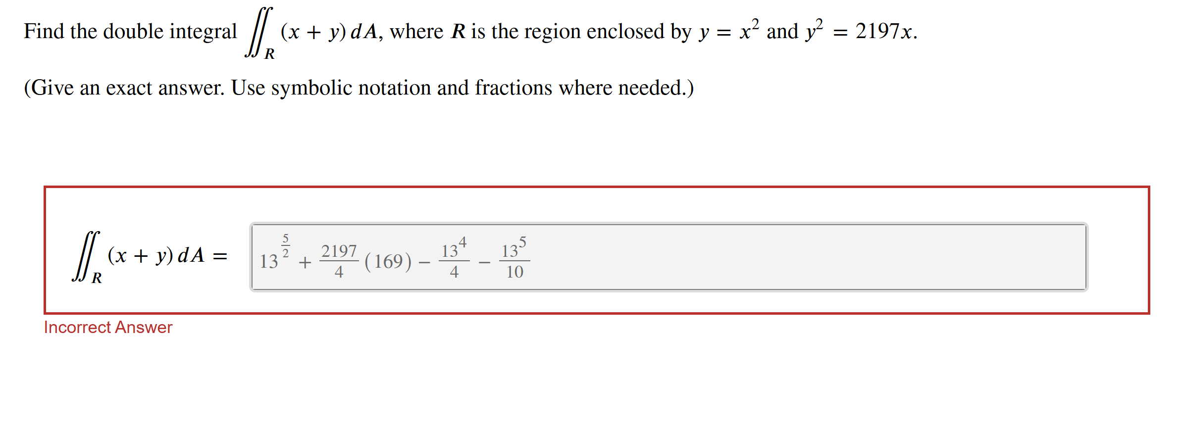 Solved Find the double integral ∬R(x+y)dA, ﻿where R is ﻿the | Chegg.com