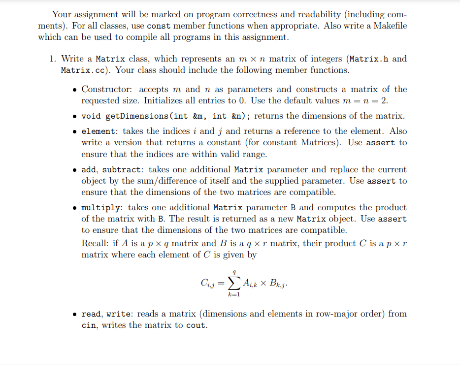 Solved Your assignment will be marked on program correctness | Chegg.com