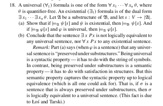 18. A universal (₁) formula is one of the form | Chegg.com