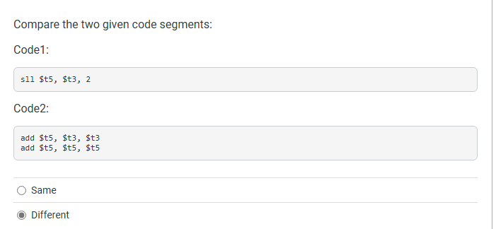 Solved Compare the two given code segments:Code1:Code2:add | Chegg.com