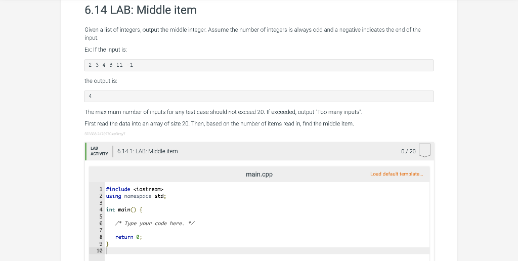Solved 6.14 LAB: Middle item Given a list of integers, | Chegg.com Solved 6.14 LAB: Middle item Given a list of integers, | Chegg.com