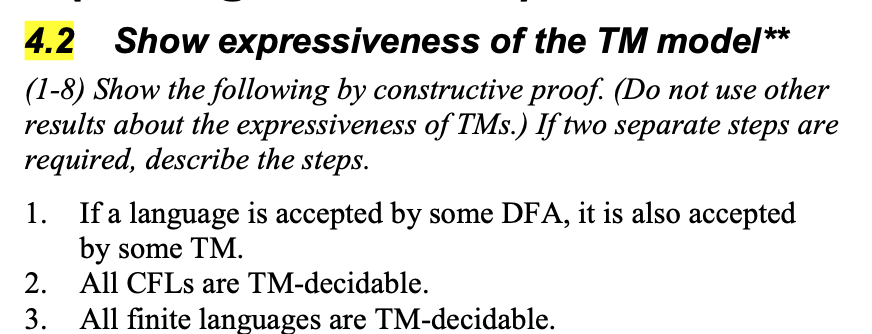 Solved 4.2 Show expressiveness of the TM model** (1-8) Show | Chegg.com