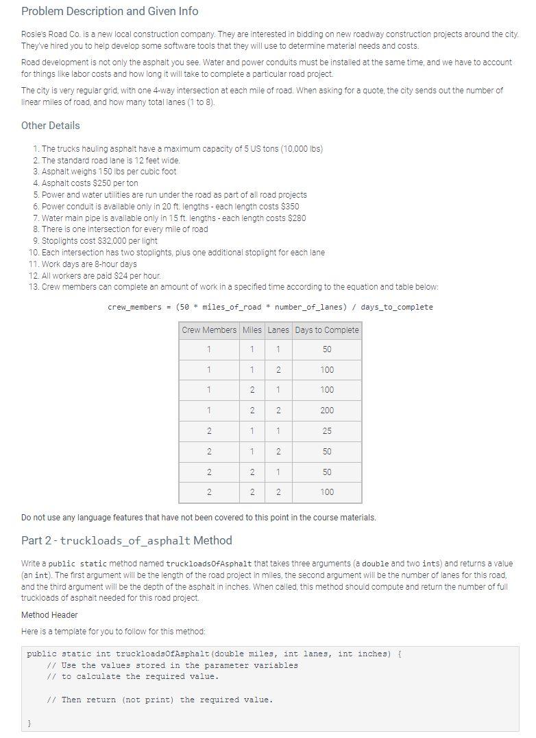 Solved Problem Description and Given Info Rosies Road Co. is | Chegg.com