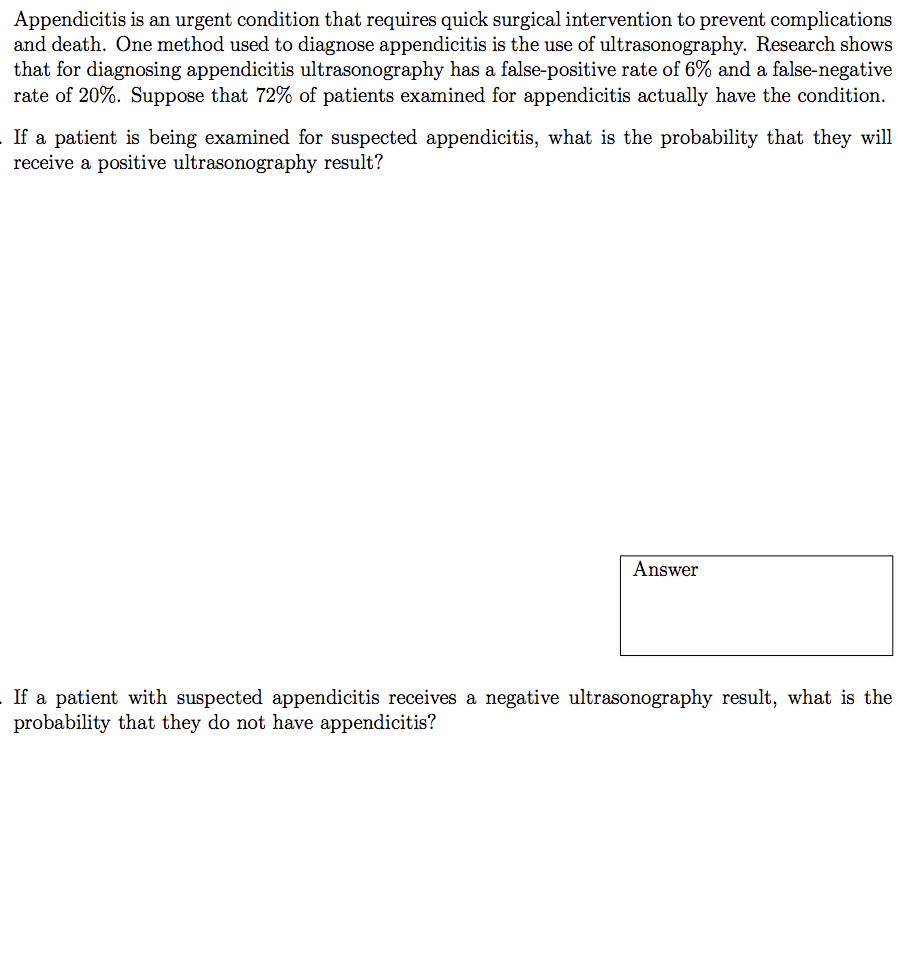 Solved Appendicitis is an urgent condition that requires | Chegg.com