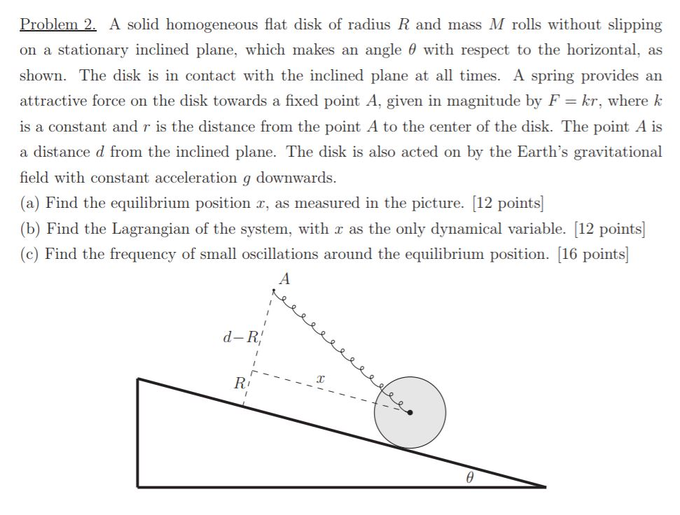 Solved Problem 2 A solid homogeneous flat disk of radius R | Chegg.com