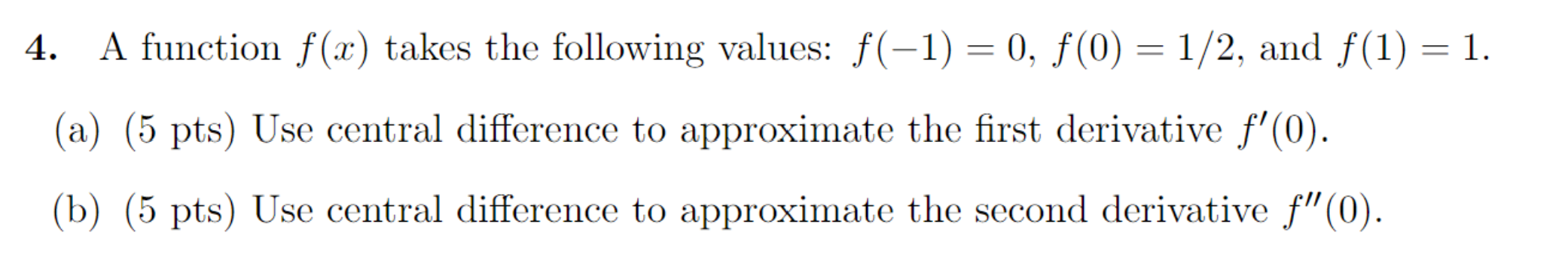Solved A function f(x) ﻿takes the following values: | Chegg.com