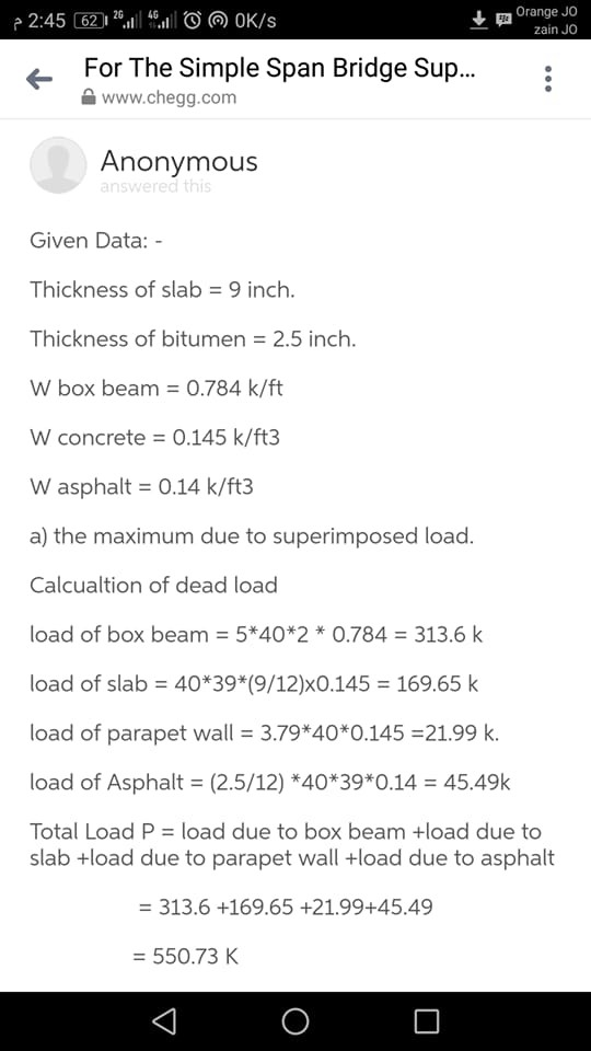 Solved Problems For the simple span bridge superstracture | Chegg.com
