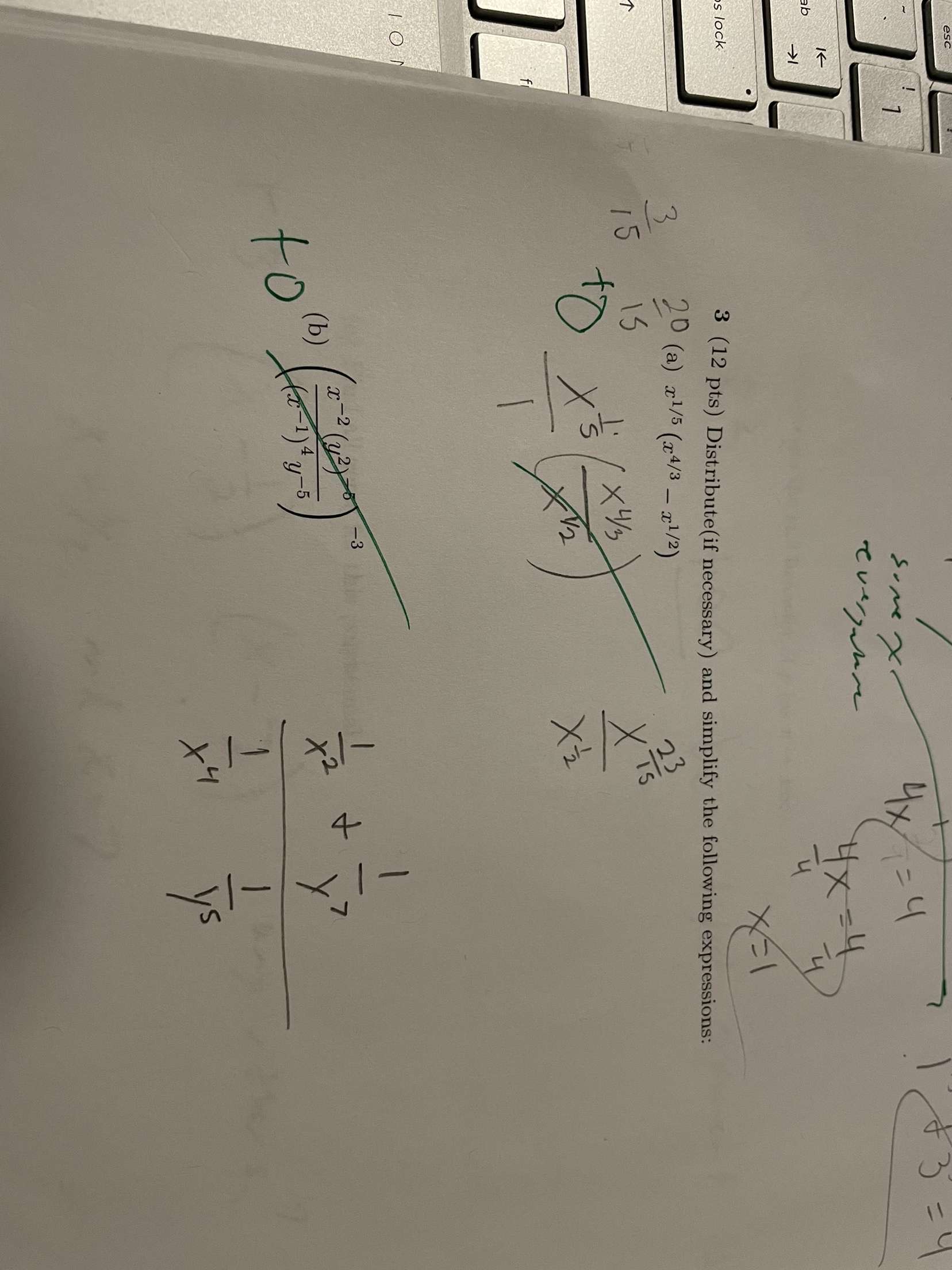 Solved 3 (12 pts) Distribute(if necessary) and simplify the | Chegg.com