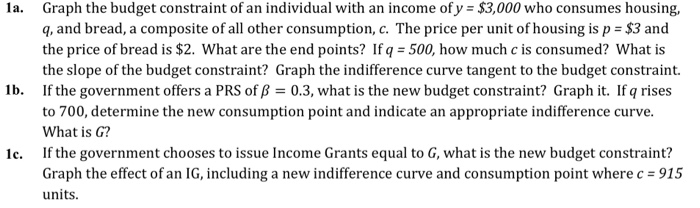 Solved la. Graph the budget constraint of an individual with | Chegg.com