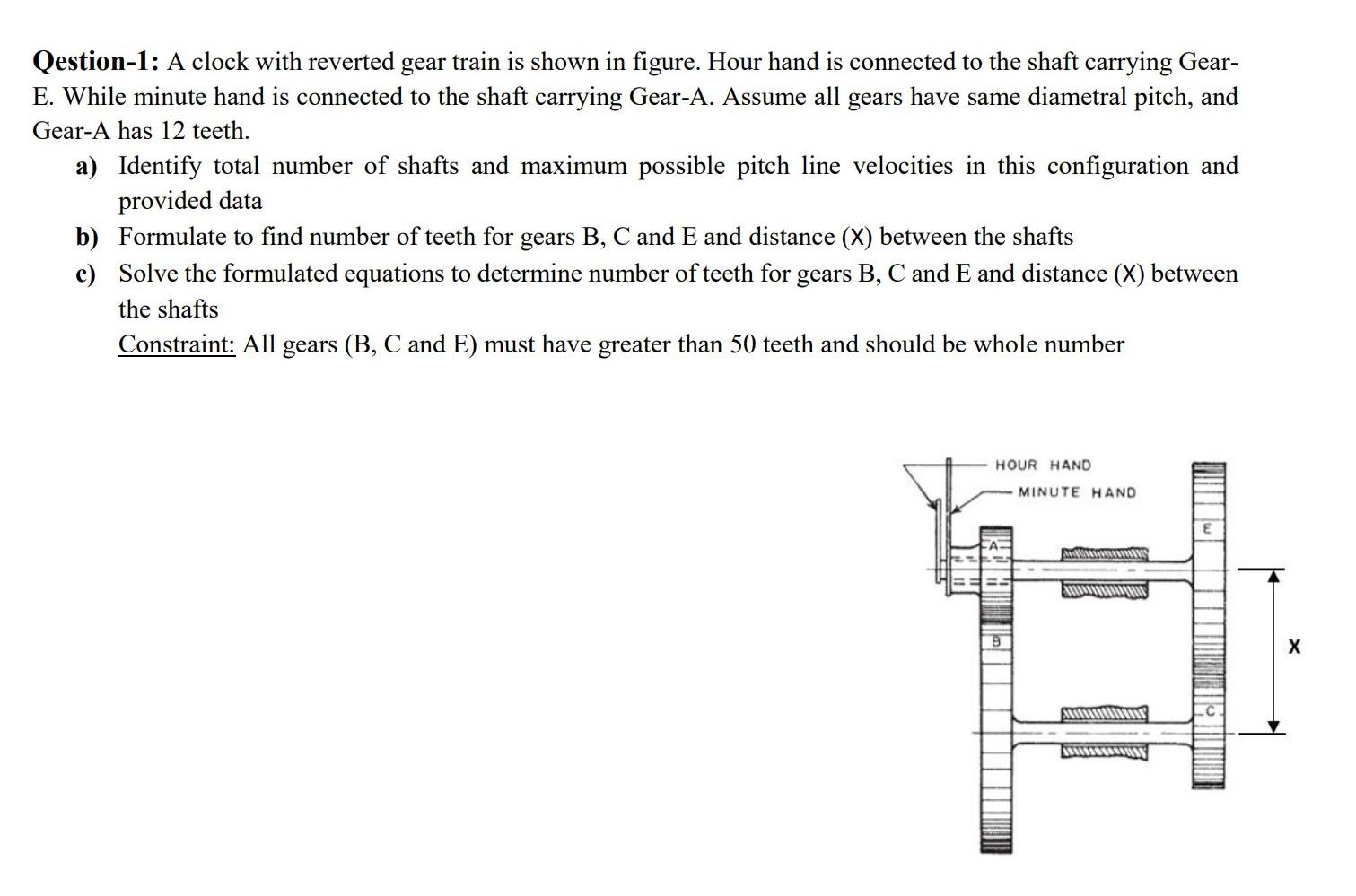 Solved Qestion-1: A clock with reverted gear train is shown | Chegg.com