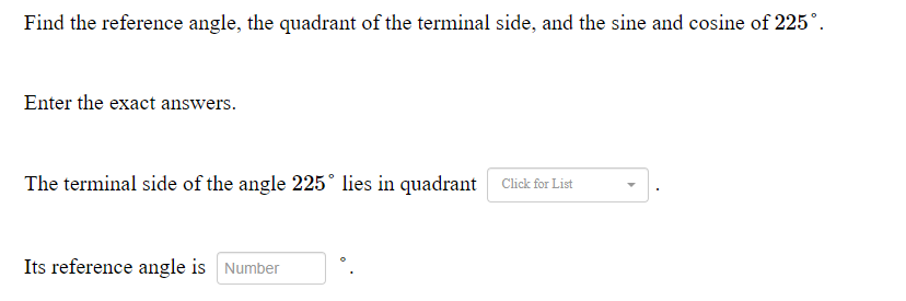Solved Find the reference angle, the quadrant of the | Chegg.com
