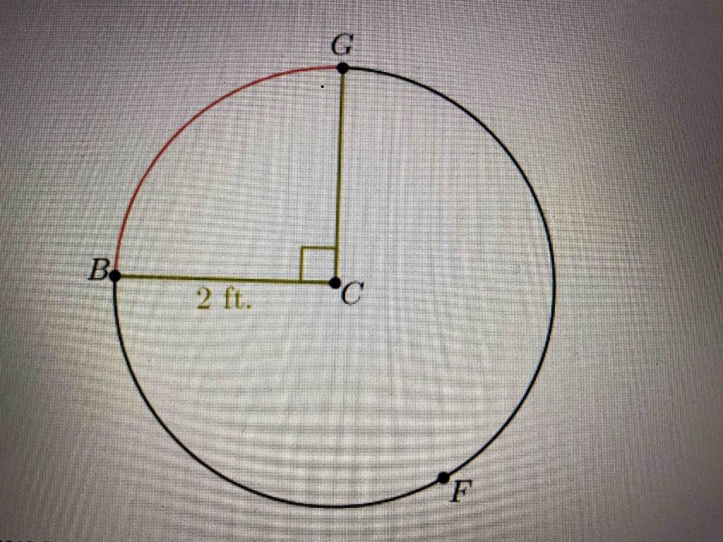 Solved Points B, G, and F lie on circle C. The radius of | Chegg.com