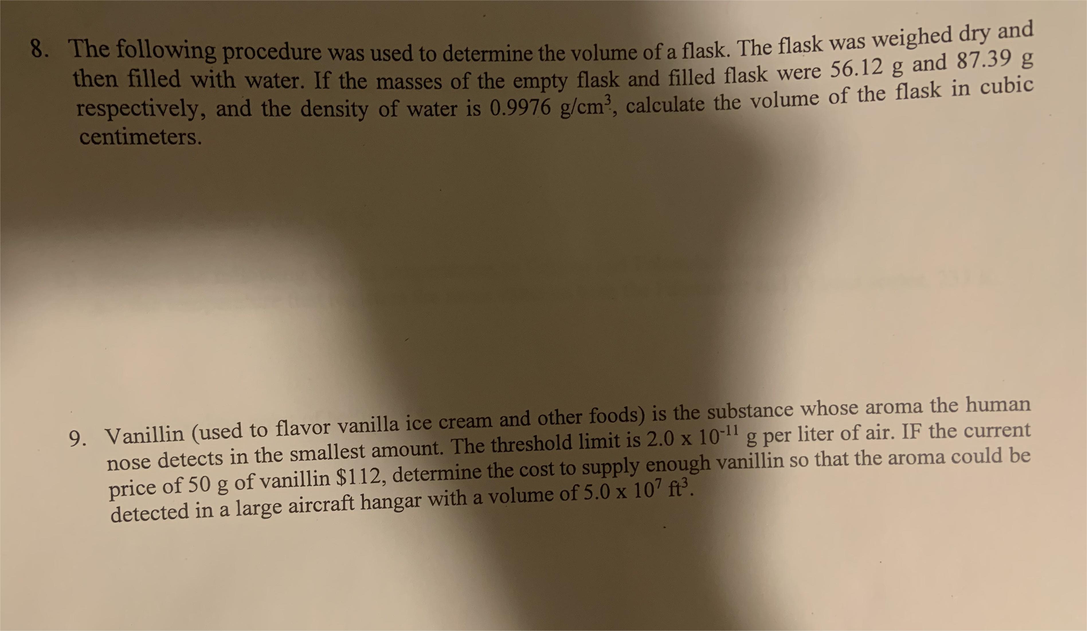 Solved The following procedure was used to determine the | Chegg.com