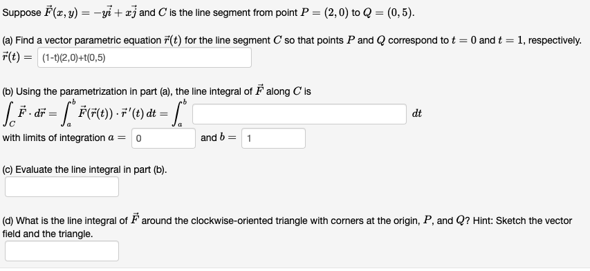Solved Suppose F(x,y)=−yi+xj and C is the line segment from | Chegg.com