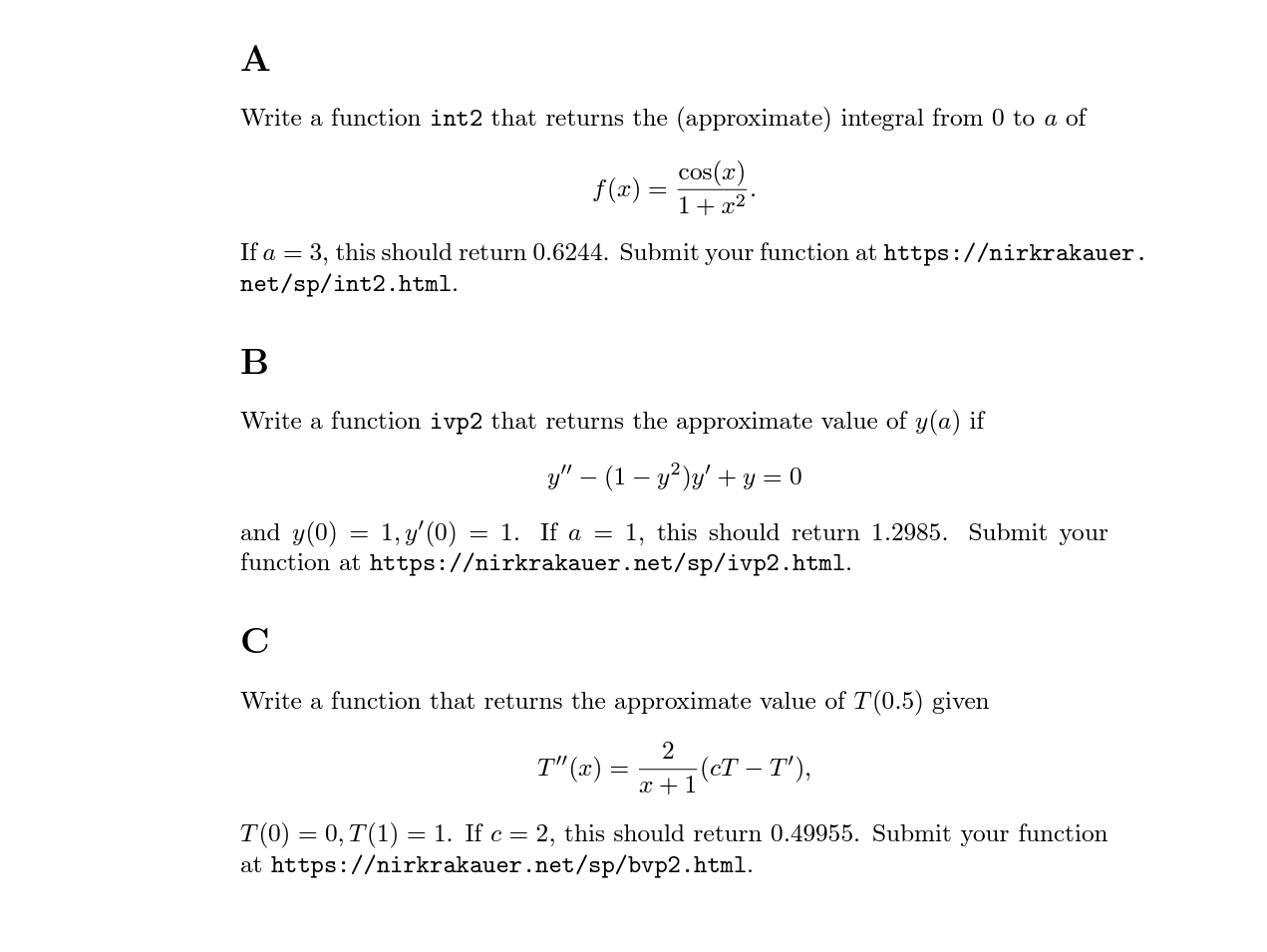 Solved Write a function int2 that returns the (approximate) | Chegg.com