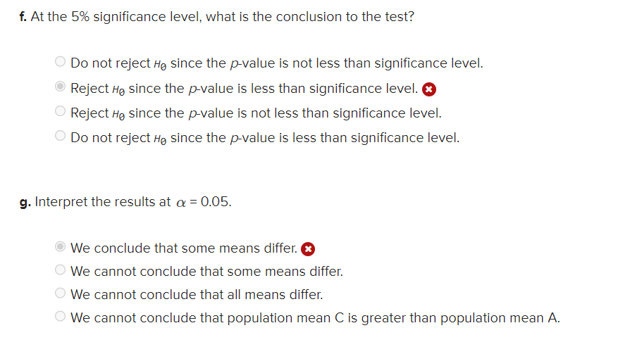 Solved f. At the 5% significance level, what is the | Chegg.com