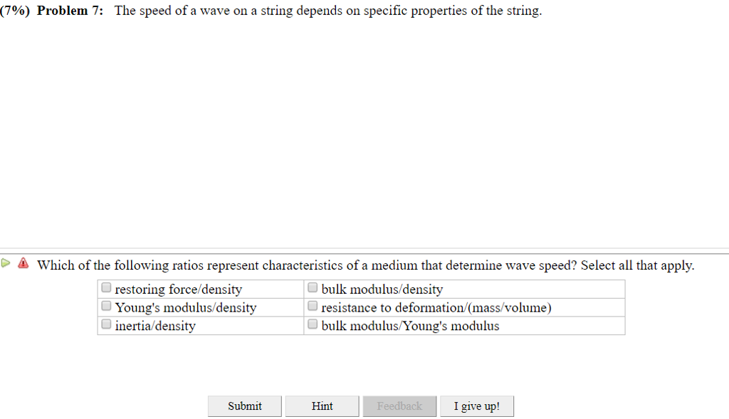 Solved (796) Problem 7: The speed of a wave on a string | Chegg.com