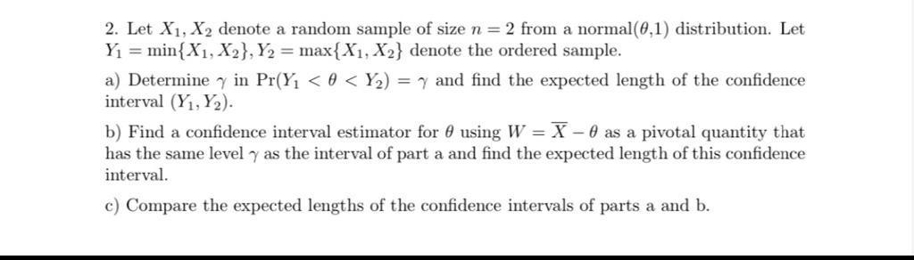 2. Let X1, X2 denote a random sample of size n = 2 | Chegg.com