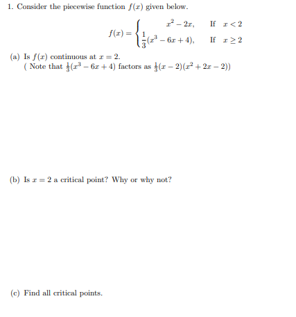 Solved Consider the piecewise function f(x) ﻿given | Chegg.com