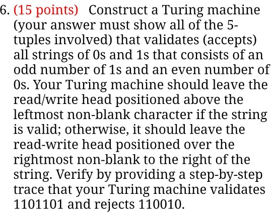 Solved Construct a Turing machine (your answer must show all | Chegg.com