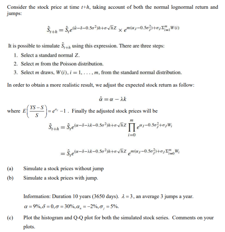 Solved Consider the stock price at time t+h, taking account | Chegg.com