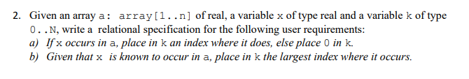 Solved 2 Given An Array A Array 1n Of Real A Variable 5921