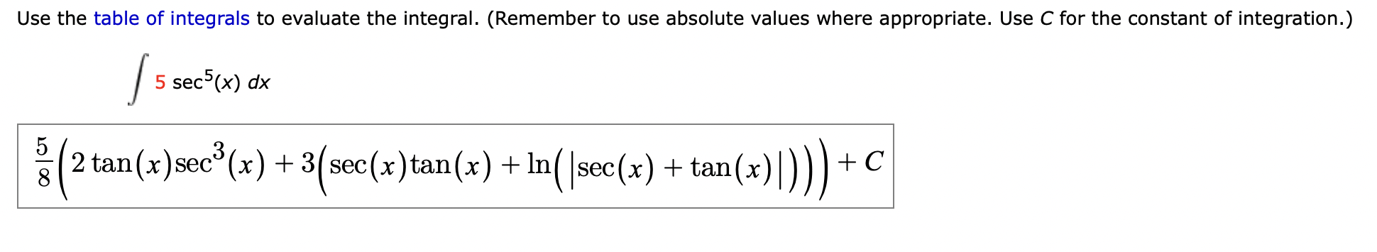 Solved Use the table of integrals to evaluate the integral. | Chegg.com