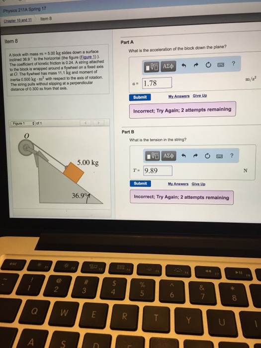 Solved A block with mass m = 5.00 kg slides down a surface | Chegg.com