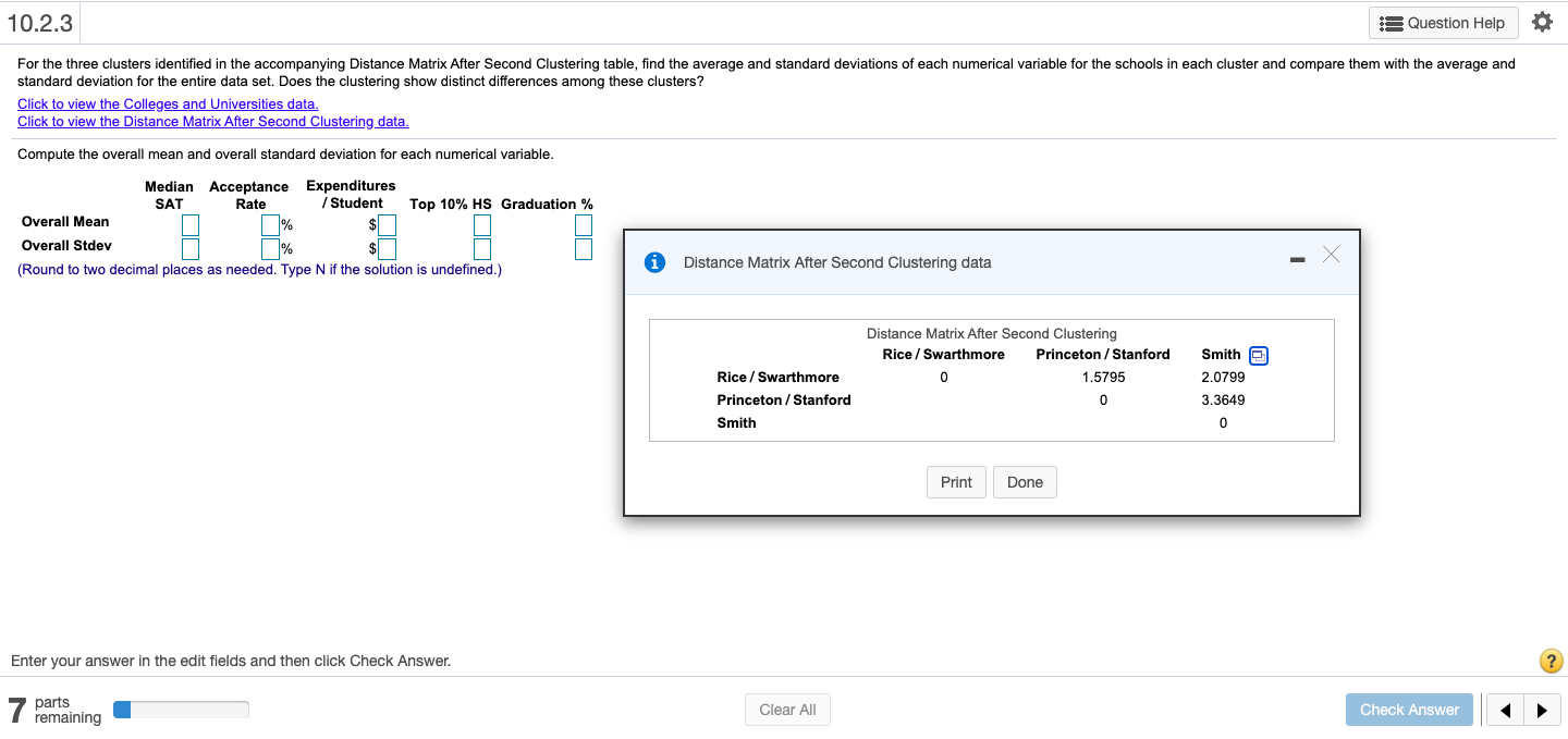Solved 10.2.3 A Question Help For the three clusters | Chegg.com