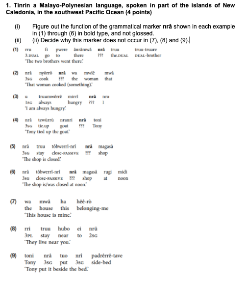 Ετα 1. Tinrin a Malayo-Polynesian language, spoken in | Chegg.com