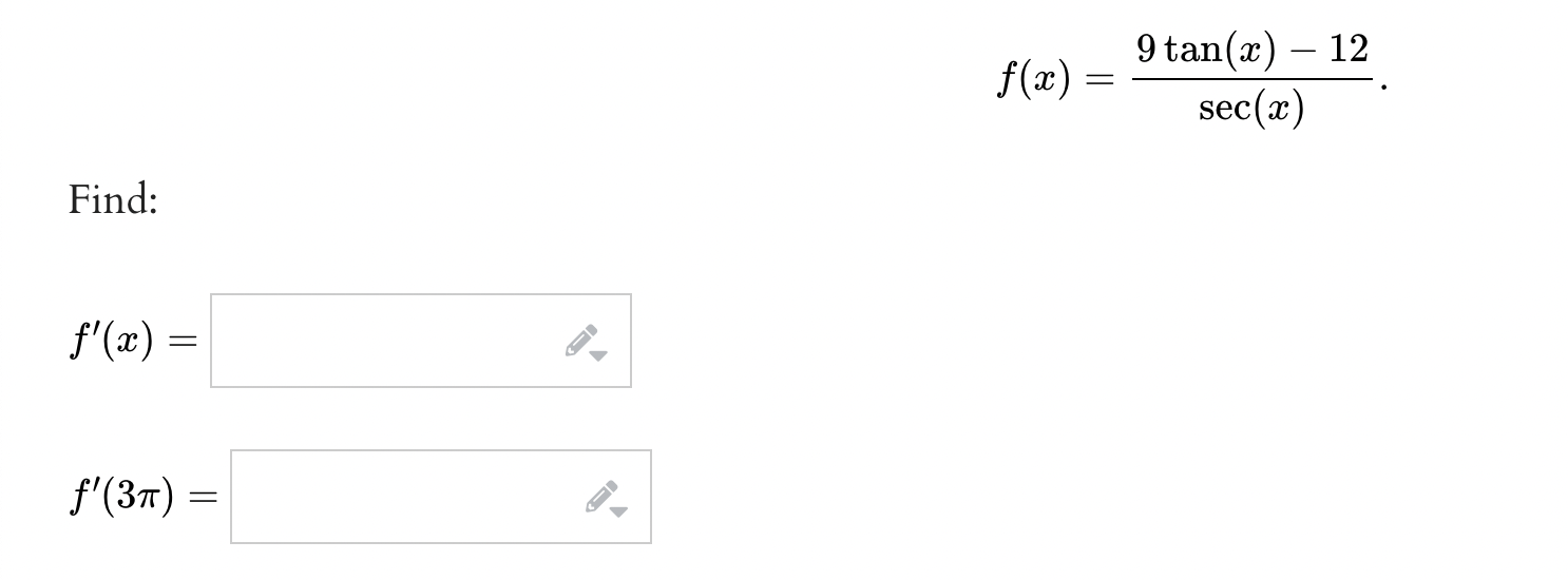 Solved = (1 point) If f(x) = 4x sin(x) cos(x), find f'(x). | Chegg.com