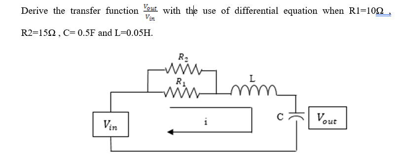 Solved Derive the transfer function Vin Vout with the use | Chegg.com