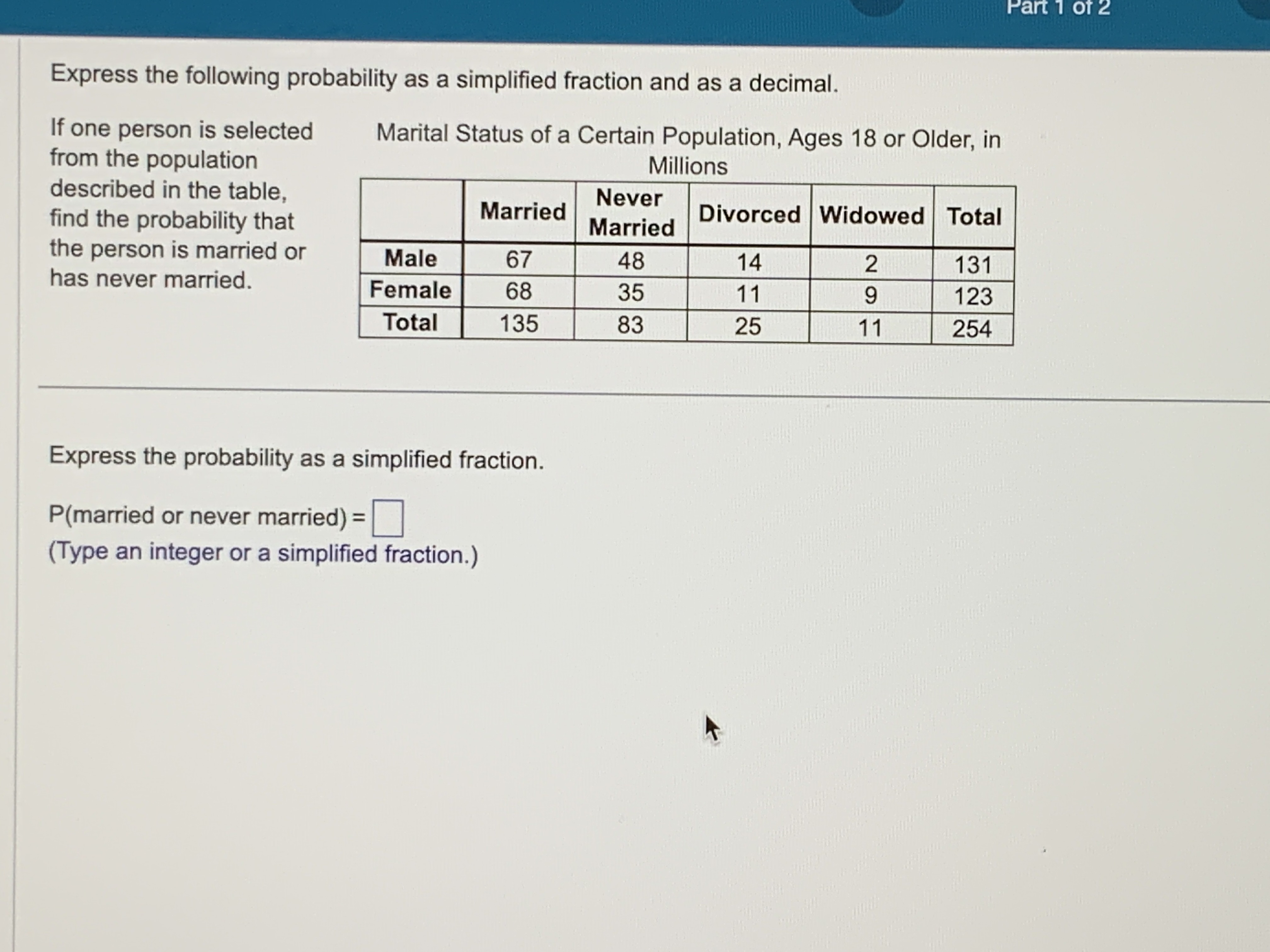 Express the following probability as a simplified | Chegg.com