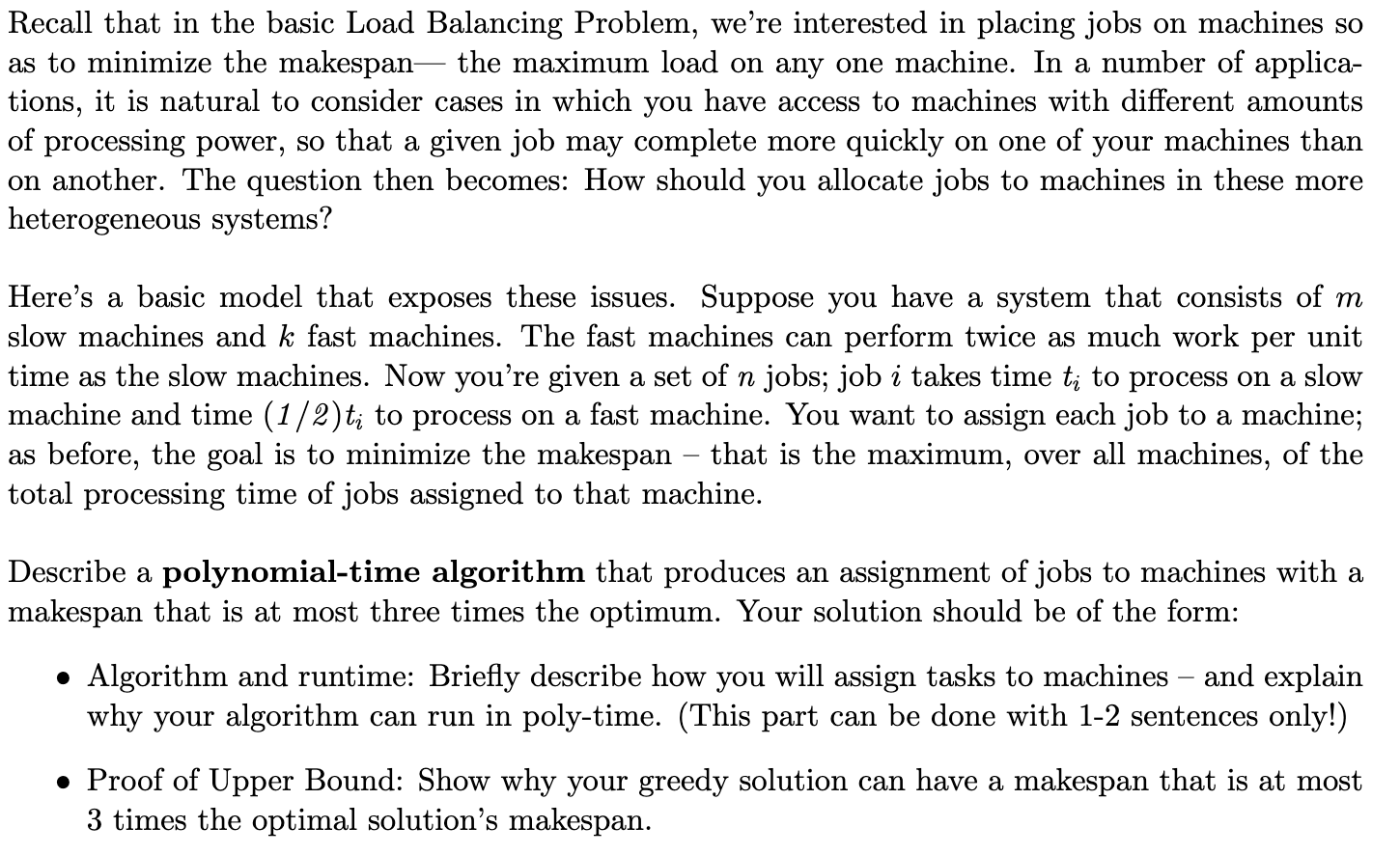 Solved Recall that in the basic Load Balancing Problem, | Chegg.com