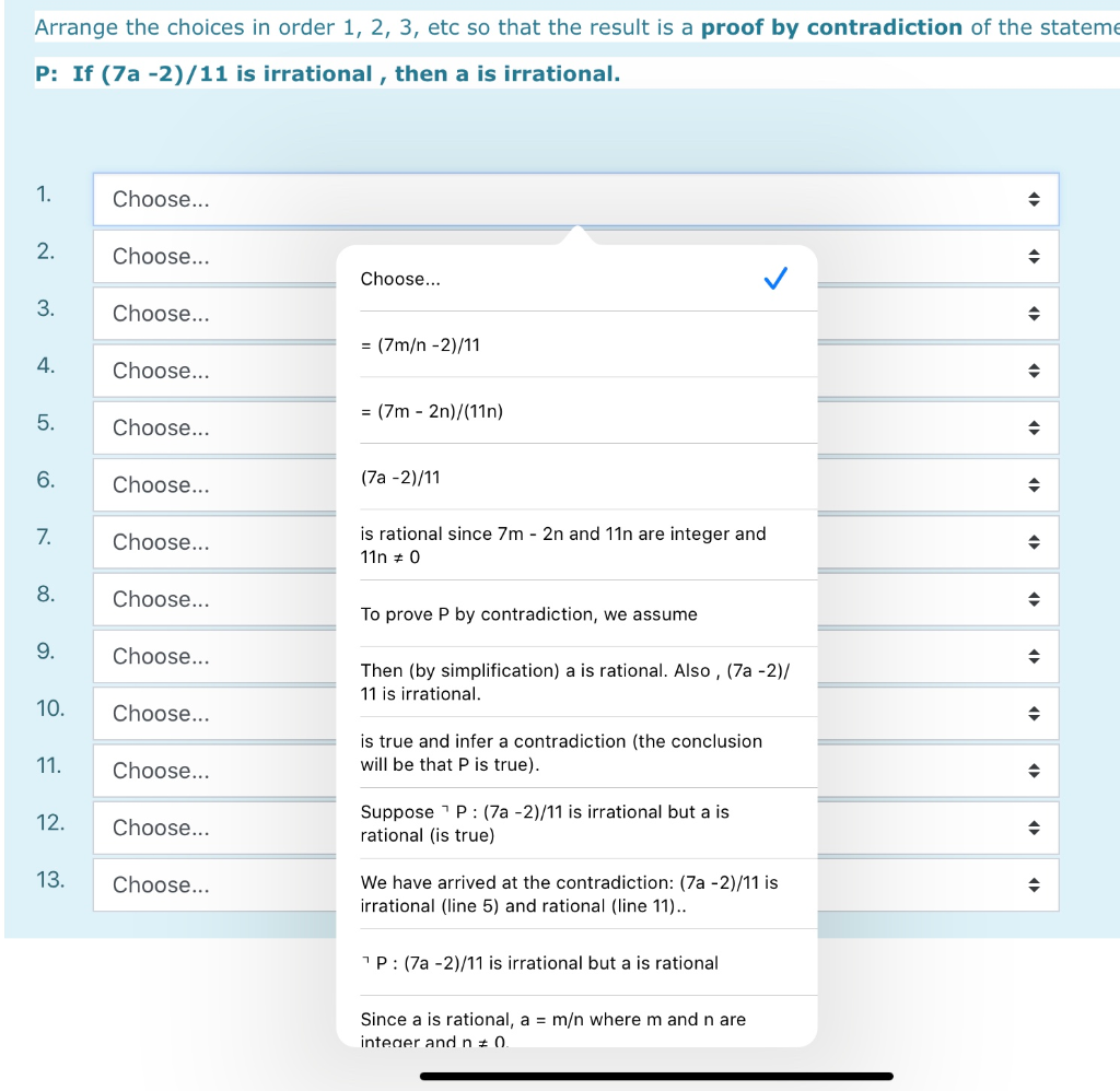 Solved Arrange the choices in order 1, 2, 3, etc so that the | Chegg.com