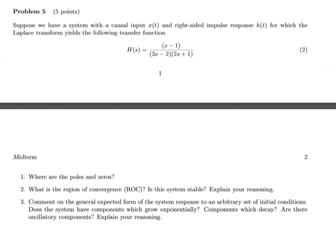 Solved Problem 5 (5 points) Suppose we have a system with a | Chegg.com