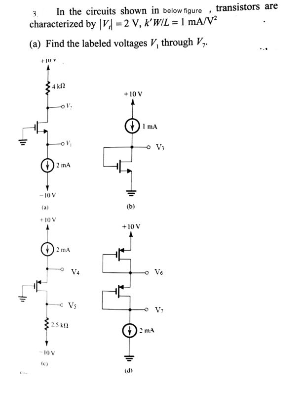 Solved 3. In the circuits shown in below figure, transistors | Chegg.com