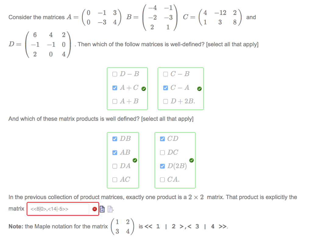 Solved Consider the matrices | Chegg.com