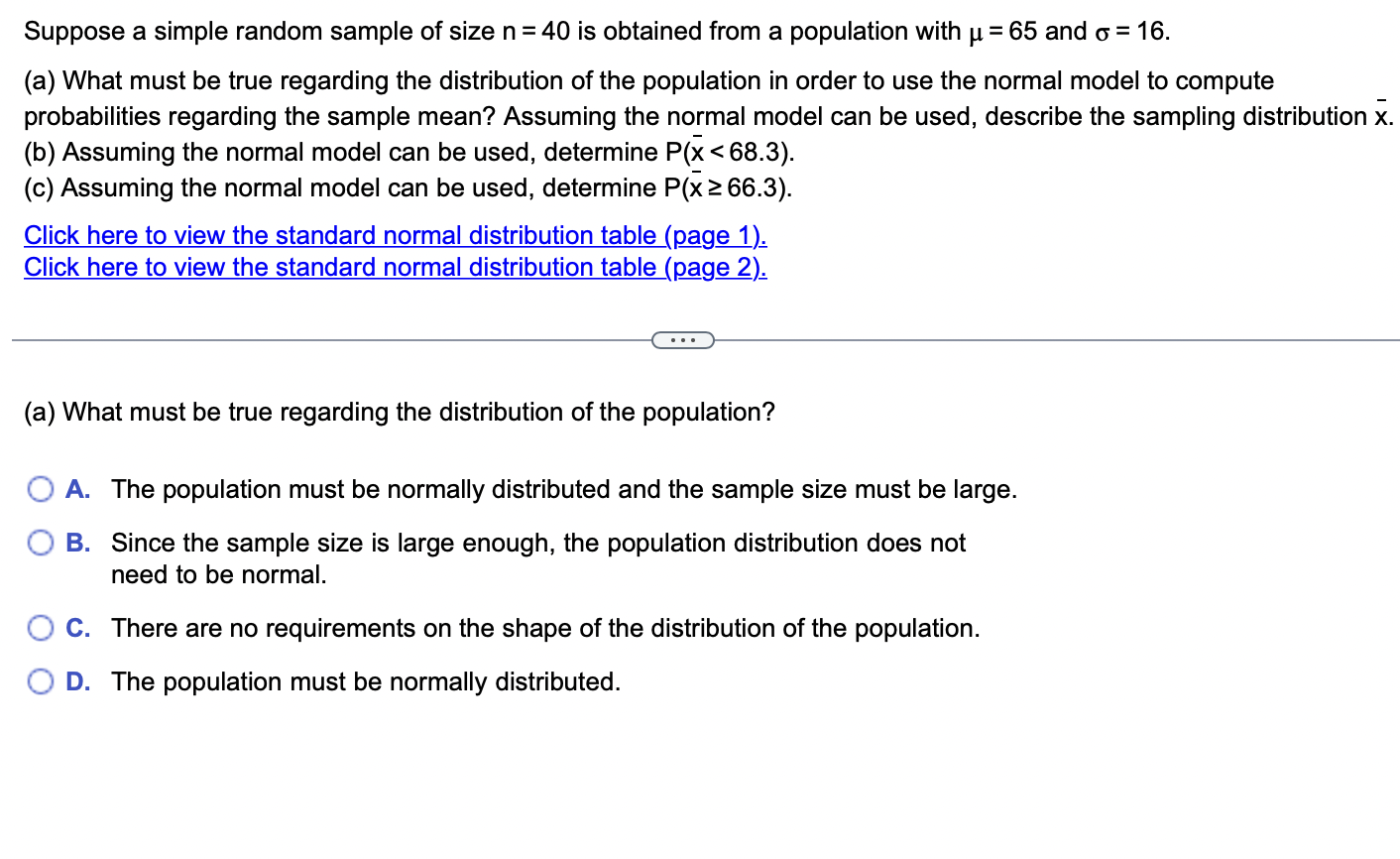 Solved Suppose a simple random sample of size n=40 is | Chegg.com