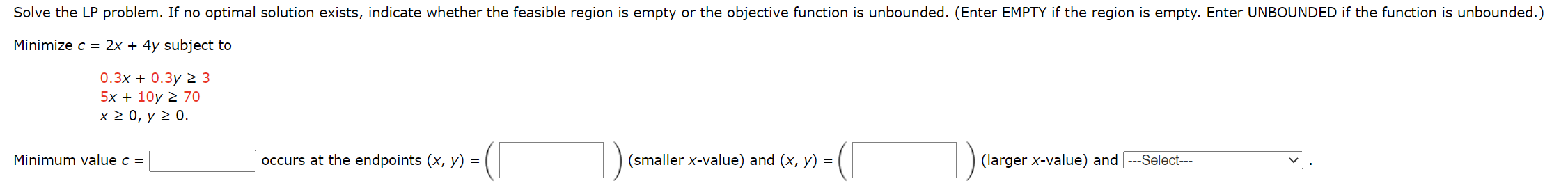 Solved Minimize c=2x+4y subject to | Chegg.com