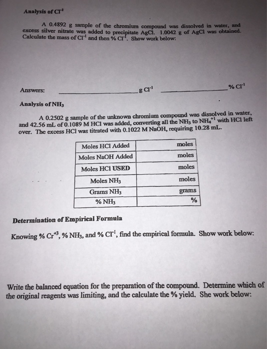 Solved Preparation and Analysis of a Purple Nickel Compound | Chegg.com
