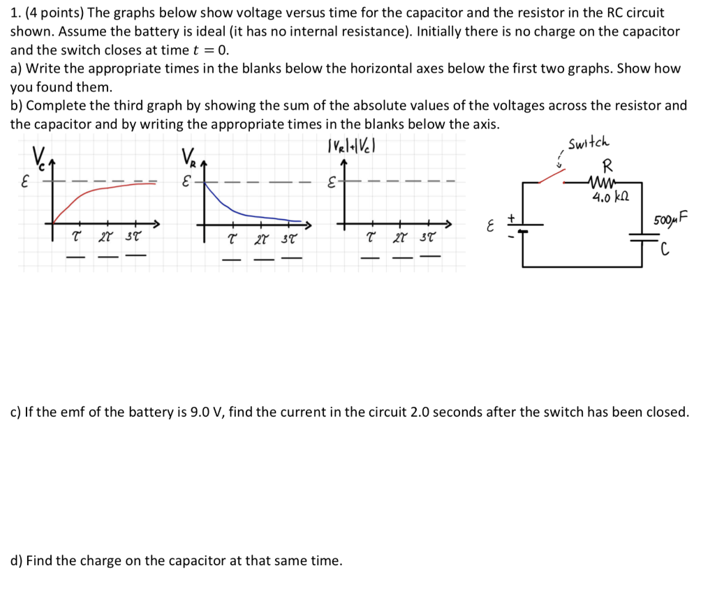 Solved 1. (4 points) The graphs below show voltage versus | Chegg.com