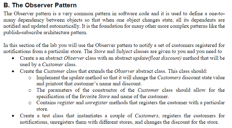 Solved B. The Observer Pattern The Observer pattern is a | Chegg.com